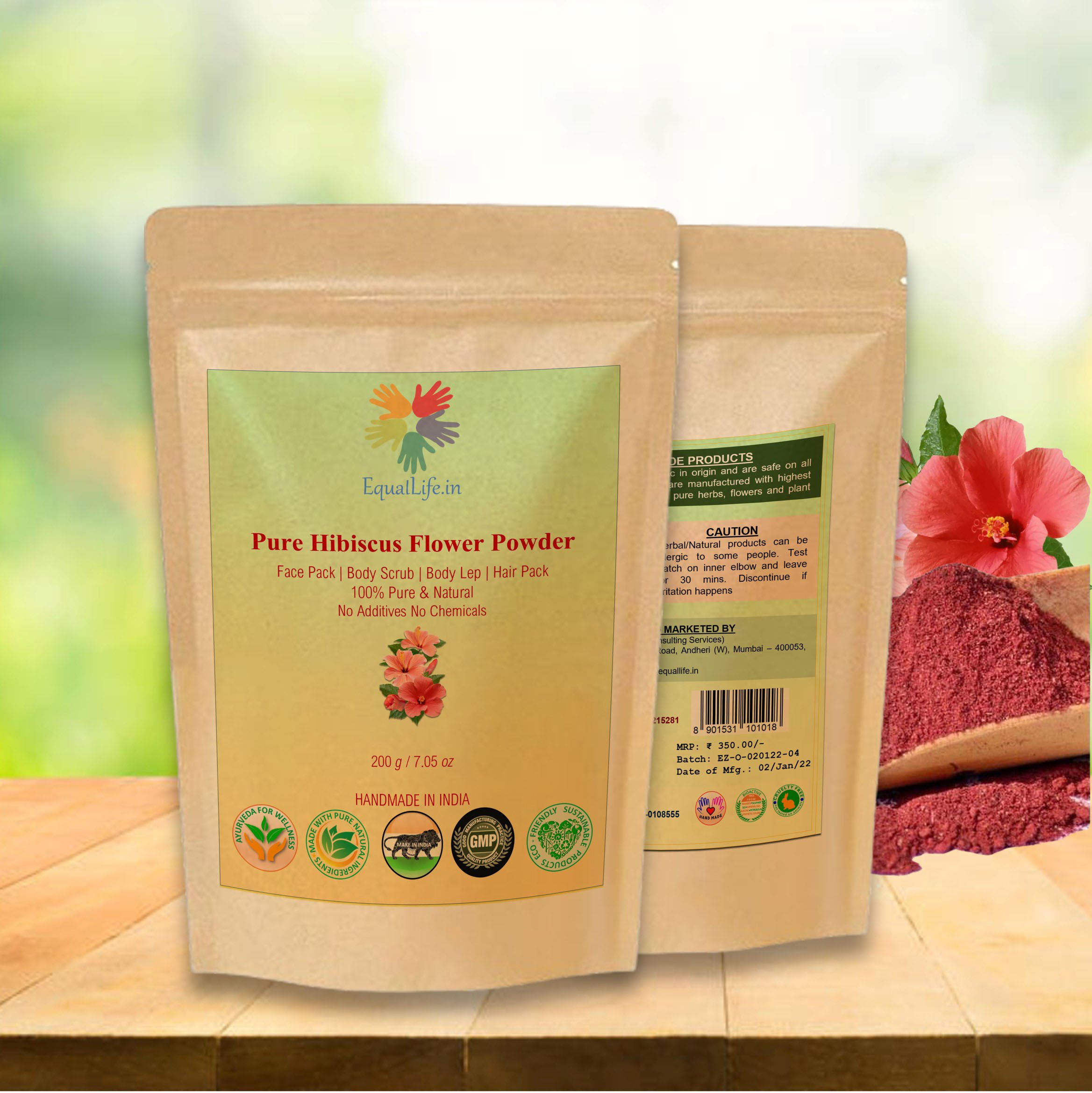 Equal Life-100% Pure Premium Herbal Hibiscus Powder-200 Grams-EL3110101 ...